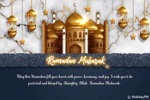 Ramadan Mubarak Card With Photo And Wishes Template